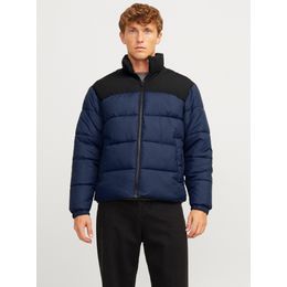 Jack & Jones JACK & JONES Herren Steppjacke "JJMOON STAND COLLAR PUFFER", blau, Gr. XXL, colorblocking, Web, Obermaterial: 100% Polyester, Jacken