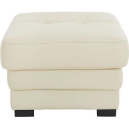 Hocker COTTA, B:65cm H:42cm T:65cm, beige, NaturLEDER (echtes Rindsleder) im Sitz. Korpus in passendem Kunstleder SOFTLUX bezogen;Kunstleder