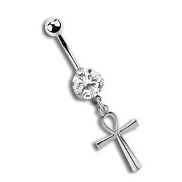 Adelia&acute;s ADELIA ́S Damen Bauchnabelpiercing "Piercing Bauchnabelpiercing", onesize, silber, Chirurgiestahl, Piercings, Mit 7 mm gefasstem klarem Stein