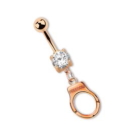 Adelia&acute;s ADELIA ́S Damen Bauchnabelpiercing "Piercing Piercing Bauchnabelpiercing", gold, Chirurgiestahl, Piercings, 316l Stahl Banane - mit Handschelle -