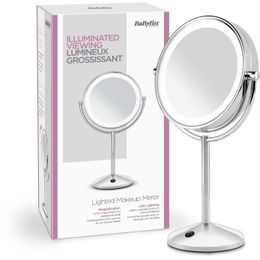 BaByliss LED-Lichtspiegel "9436E Lighted Makeup Mirror", B/H/T: 22cm x 38cm x 13cm Ø 25cm, silber, B:22cm H:38cm T:13cm Ø:25cm, Spiegel, beleuchteter