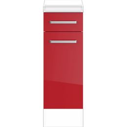 Unterschrank IMPULS K&Uuml;CHEN, B:30cm H:72,3cm T:57,9cm, rot, Holzwerkstoff, K&uuml;che, Schr&auml;nke, ""Turin", Breite/H&ouml;he: 30/72,3 cm, mit Soft-Close",