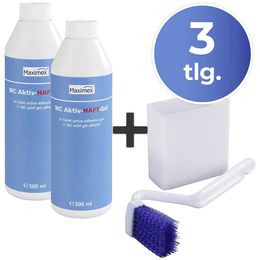 Reinigungs-Set Maximex, B:4,5cm H:23cm L:9,2cm, blau, Reinigungs-Sets, "WC-Randreiniger und WC-Aktiv-Haftgel", bei hartnäckigen Verschmutzungen der