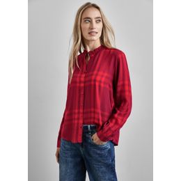 Street One Damen Langarmbluse, rot, Gr. 46, kariert, Stoff, 100% Viskose, Blusen, aus softer Viskose