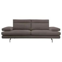 3,5-Sitzer Calia italia "Toby Wing, italienisches Designsofa, super bequem, Megasofa" Sofas Gr. B/H/T: 228cm x 90cm x 113cm, Flachgewebe QUEBEC, mit Sitztiefenverstellung-mit Armlehnenverstellung, grau (tortora quebec) inkl. Sitztiefenverstellung und Armteilfunktion, Füße in Schwarz matt