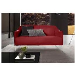 2-Sitzer W.Schillig "sally" Sofas Gr. B/H/T: 154cm x 78cm x 84cm, Longlife Xtra-Leder Z59, rot (ruby z59) mit Metallfüßen in Chrom glänzend, Breite 154 cm