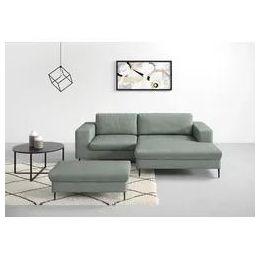 Ecksofa DOMO collection "Modica L-Form" Sofas Gr. B/H/T: 244cm x 83cm x 173cm, Struktur, Recamiere rechts, grün (mint) moderne Optik mit großzügiger RecamiÃ ̈re, auch in Cord