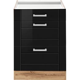 Auszugsunterschrank KOCHSTATION, B:60cm H:82cm T:60cm, schwarz, Holzwerkstoff, Schränke, "KS-Tinnum", 60 cm breit, MDF-Fronten, Metallgriff, 1