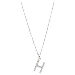 Smart Jewel Damen Kette mit Anhänger "Buchstabe H mit Zirkonia Steine, Silber 925", 45cm, Silber 925 (Sterlingsilber), silber, Silber 925