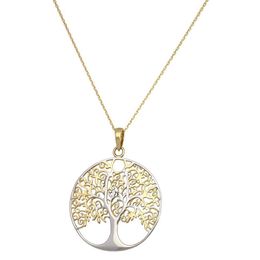 Firetti Damen Kette mit Anhänger "Schmuck Geschenk Silber 925 Halsschmuck Halskette Ankerkette Baum", Silber 925 (Sterlingsilber), L: 45, gold,