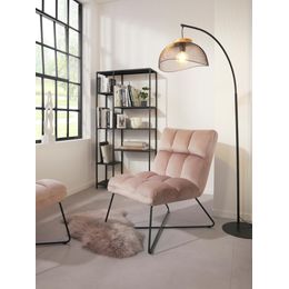 Loungesessel ACTONA GROUP, B:62cm H:90cm T:86cm, rosa, Polyester, Wohnzimmer, Sessel, Samtvelours und quadratische Steppn&auml;hte, verschiedene