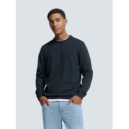 NO EXCESS Herren Rundhalspullover "NO EXCESS Zweifarbiger Pullover von Timeless Basics", blau, Gr. XL, 34% Cotton, 34% Viscose, 32% Polyester,