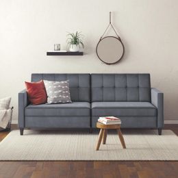 3-Sitzer DOREL HOME, B:203cm H:83cm T:83cm, grau, Veloursstoff 100% Polyester, Sofas, "Hartford II", Bettfunktion, R&uuml;ckenlehne 2-teilig, 3-fach