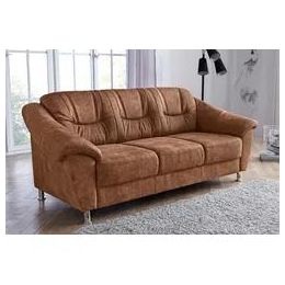 Sit & More 3-Sitzer SIT & MORE "Salsa" Sofas Gr. B/H/T: 202cm x 86cm x 90cm, Microfaser, braun (cognac) mit Federkern