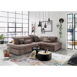 Ecksofa, B:291cm H:80cm T:226cm, grau, SET ONE BY Musterring, Wohnzimmer, Sofas, "SO 4100 mit komfortablen Federkern und Kopfteilverstellung",
