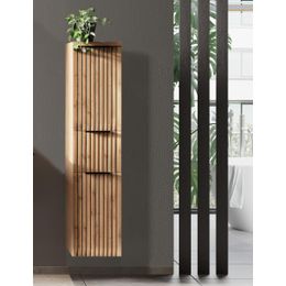 Midischrank Welltime, B:30cm H:130cm T:35cm, braun, Holzwerkstoff, Badezimmer, Schr&auml;nke, Welltime, Breite 30 cm, reversibel, 2 T&uuml;ren, 1 Auszug