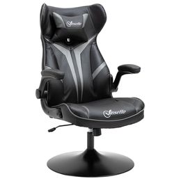 Vinsetto Gaming Stuhl Ergonomischer Computerstuhl mit Wippenfunktion Drehstuhl höhenverstellbar Stahl Schwarz