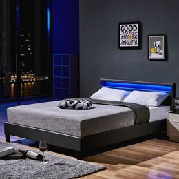 Home Deluxe LED Bett ASTRO 140 x 200 Dunkelgrau