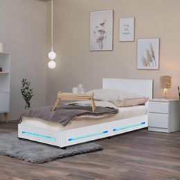 Home Deluxe LED Bett ASTEROID - 90 x 200 cm Weiß