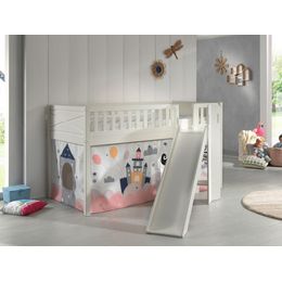 Vipack Spielbett SCOTT, LF 90 x 200 cm, mit Rolllattenrost, Rutsche, Leiter und Textilset "Princess Sophie"