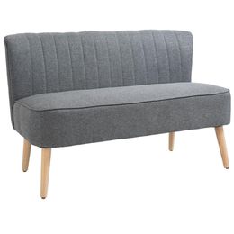 HOMCOM 2-Sitzer Stoffsofa Polstersofa Sitzmöbel Loungesofa Holz Schaumstoff Hellgrau 117 x 56,5 x 77 cm