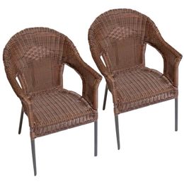 Gartensessel Merxx "Ravenna" Sessel Gr. B/H/T: 61cm x 87cm x 67cm, braun 2er Set, Polyrattan, stapelbar,