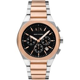 Chronograph Armani Exchange, rosa (roségoldfarben, silberfarben), Armbanduhren, Herren, Armbanduhr, Herrenuhr, Edelstahlarmband, analog, Tag, Stoppfunktion