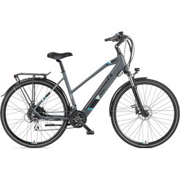 E-Bike Telefunken "Expedition XC940" E-Bikes Gr. 50 cm, 28 Zoll (71,12 cm), grau (granit) Trekking Elektrofahrrad, Damen, 28 Zoll, 36 V 417,6 Wh Akku, Pedelec