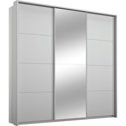 Schwebetürenschrank Rauch "Kleiderschrank Schrank Garderobe Wäscheschrank TOMA mit Passepartout" Schränke Gr. B/H/T: 211 cm x 233 cm x 64 cm, Passepartout ohne Beleuchtung, grau (seidengrau) inkl. Regaleinsatz sowie zusätzlichen Einlegeböden MADE IN GERMANY