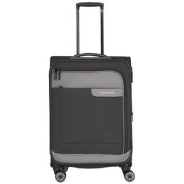 Weichgepäck-Trolley Travelite "VIIA M" Gr. B/H/T: 44 cm x 67 cm x 29 cm 70 l, grau (schiefer) Koffer Weichschallenkoffer Reisegepäck mittel groß TSA Schloss