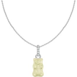 Kette mit Anhänger Thomas Sabo "THOMAS x HARIBO Schmuck: Goldbär" Halsketten Gr. 45, Silber 925 (Sterlingsilber), weiß (silberfarben-weiß-kristallweiß) Damen mit Kristallglas, Zirkonia (synth.)