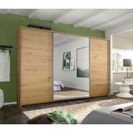 Schwebetürenschrank Rauch "Kleiderschrank Schrank Garderobe Wäscheschrank TOMA mit Passepartout" Schränke Gr. B/H/T: 323 cm x 233 cm x 64 cm, Passepartout ohne Beleuchtung, braun (eiche artisan) inkl. Regaleinsatz sowie zusätzlichen Einlegeböden MADE IN GERMANY