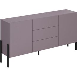 Sideboard Inosign "Jukon, Breite 150 bzw.180 cm, moderne grifflose Kommode" Sideboards Gr. B/H/T: 180 cm x 90 cm x 40 cm, Breite 180 cm, 3 St., lila (pflaume) Schubladenschrank 2 Türen3 Schubkästen, push-to-open-Funktion