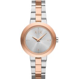 Quarzuhr Armani Exchange Armbanduhren rosegold (silberfarben, roségoldfarben) Damen Armbanduhr, Damenuhr, Edelstahlarmband, analog, Glassteine