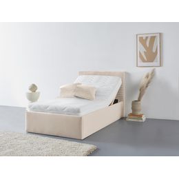 Polsterbett "Vita", beige (hell, beige), L:210cm, Bezug: 100% Polyester, Polsterung: Polsterwatte, Material, Gestell: gepolsterter Holzwerkstoff, Westfalia Schlafkomfort, Betten, auch mit Stauraum erhältlich, inkl. Kopfteilverstellung