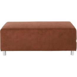 Guido Maria Kretschmer Home & Living Polsterhocker GUIDO MARIA KRETSCHMER HOME & LIVING "Györ" Hocker Gr. B/H/T: 122cm x 48cm x 68cm, Luxus-Microfaser Lederoptik, braun (cognac) democratichome Edition, passend zum Ecksofa 'Györ'