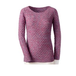 Rundhalspullover Inspirationen "Pullover", Damen, Gr. 38, lila (fuchsia, gemustert), 45% Polyacryl, 43% Baumwolle, 12% Polyester, gemustert, mehrfarbig, figurbetont, Langarm, Pullover