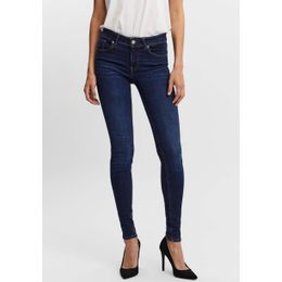 Véro Moda Skinny-fit-Jeans VERO MODA "VMLUX MR SLIM JEANS" Gr. S (36), Länge 32, blau (dark blue denim) Damen Jeans 5-Pocket-Jeans