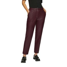 Lederimitathose s.Oliver BLACK LABEL, Damen, Gr. 42, N-Gr, lila (plum), Obermaterial: 100% Polyester, unifarben, casual, regular fit knöchellang, Hosen, mit Gürtel