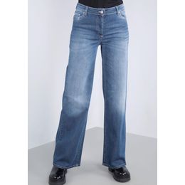 5-Pocket-Jeans Please Jeans Gr. L, N-Gr, blau (blu denim), Damen, Denim/Jeans, Obermaterial: 98% Baumwolle, 2% Elasthan, Jeans, mit weitem Bein