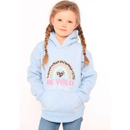 Hoodie Zwillingsherz ""Nicki" Kids" Gr. 110/116, blau, Mädchen, Sweatware, Obermaterial: 50% Baumwolle, 50% Polyester, Sweatshirts, Herzchen- und Leo Details für Mädchen