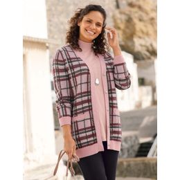 Longstrickjacke Casual Looks Gr. 36, rosa (hortensie-graphit-gemustert) Damen Strickjacken