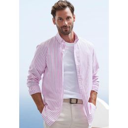 Langarmhemd John Devin "Regular Fit" Gr. S (37/38), N-Gr, rosa (rosa-gestreift) Herren Hemden Streifenhemd mit Button-down-Kragen, aus reiner Baumwolle