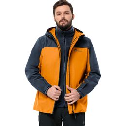 3-in-1-Funktionsjacke Jack Wolfskin "TAUBENBERG 3IN1 JKT M" Gr. S, braun (safflower) Herren Jacken mit wasserabweisenden Reißverschlüssen