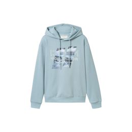 Tom Tailor Denim Herren Hoodie mit Print, blau, Print, Gr. XXL