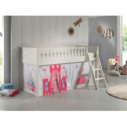 Vipack Spielbett SCOTT, LF 90 x 200 cm, mit Rolllattenrost, Leiter und Textilset Vorhang "Princess"