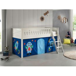 Vipack Spielbett SCOTT, LF 90 x 200 cm, mit Rolllattenrost, Leiter und Textilset Vorhang "Astro"