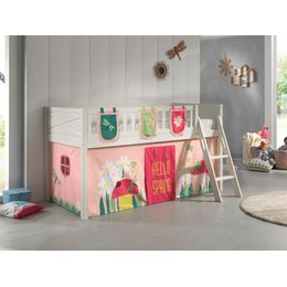 Vipack Spielbett SCOTT, LF 90 x 200 cm, mit Rolllattenrost, Leiter und Textilset Vorhang und 3 Taschen "Spr