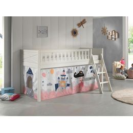 Vipack Spielbett SCOTT, LF 90 x 200 cm, mit Rolllattenrost, Leiter und Textilset "Princess Sophie", weiß la