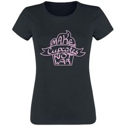 Spr&uuml;che Make cupcakes not war T-Shirt schwarz in L G3393 - B&C E150 (TW02T)